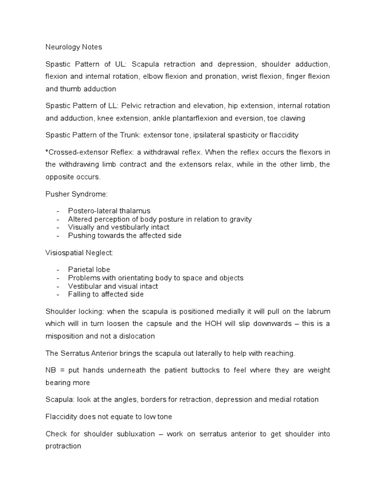 Neurology Notes | PDF | Anatomical Terms Of Motion | Pelvis