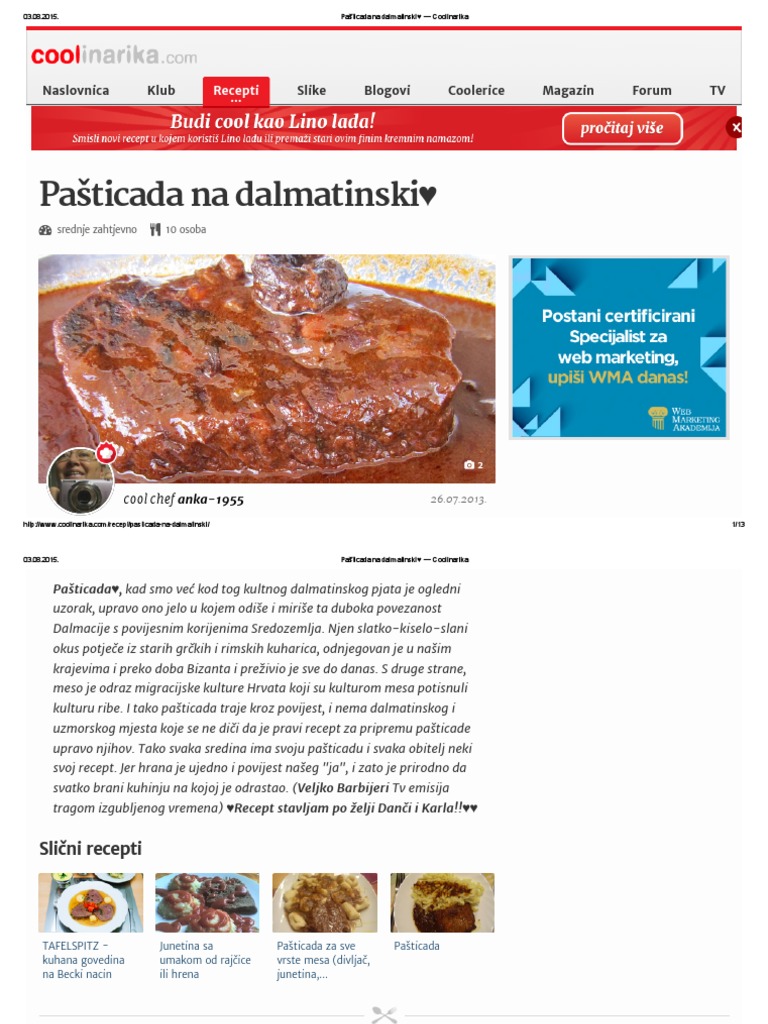 Pašticada Na Dalmatinski - Coolinarika2 PDF | PDF