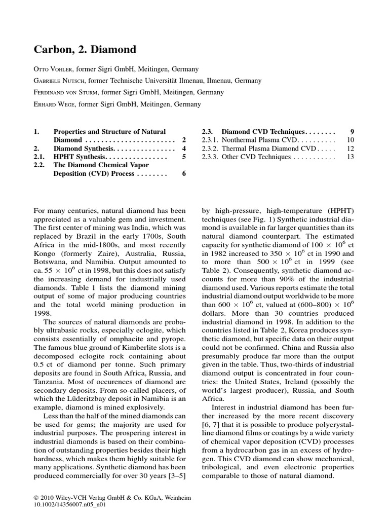 Properties and Synthesis of Natural and Synthetic Diamond | PDF ...