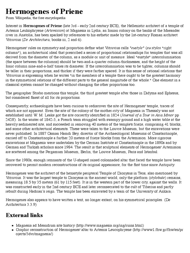 Hermogenes of Priene - Wikipedia, The Free Encyclopedia | PDF