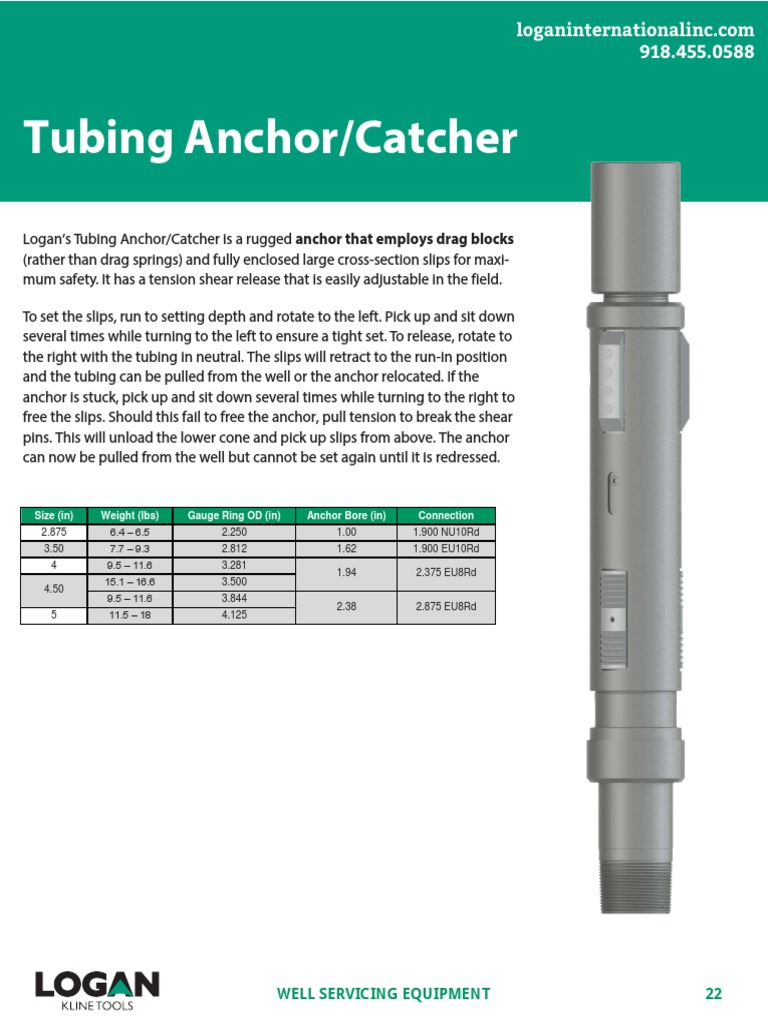 Kline Tubing Anchor Catcher | PDF