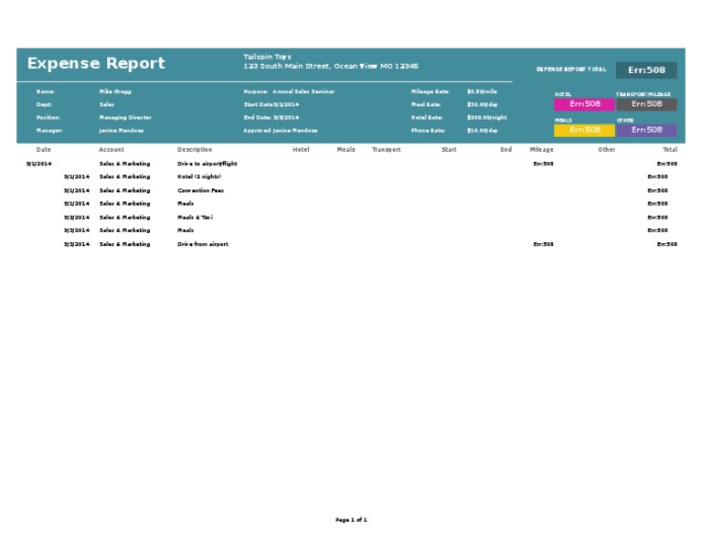 Expense Report Template | PDF