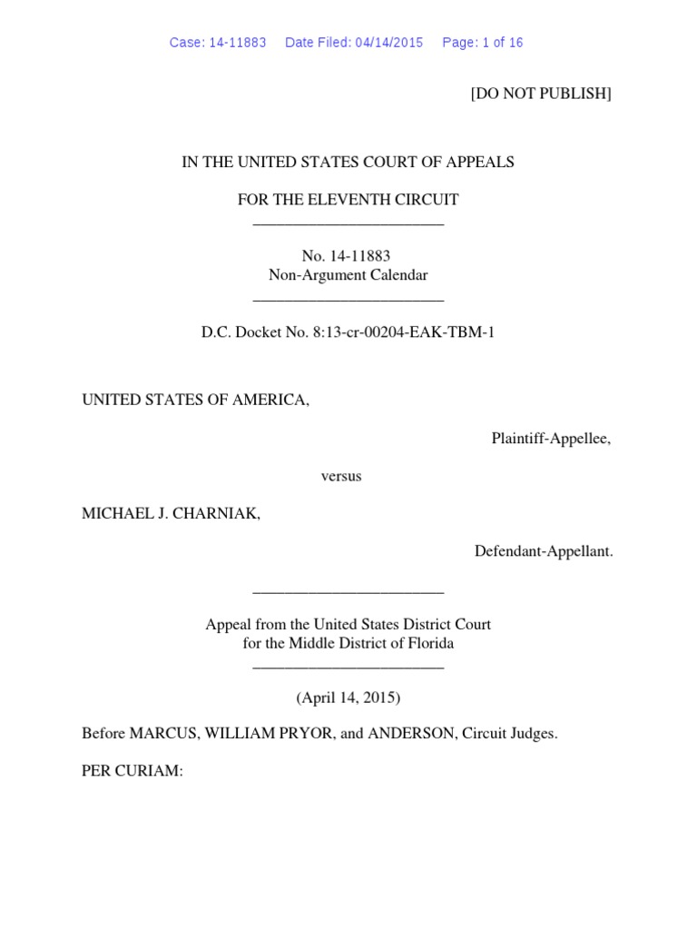United States v. Michael J. Charniak, 11th Cir. (2015) | PDF | United ...