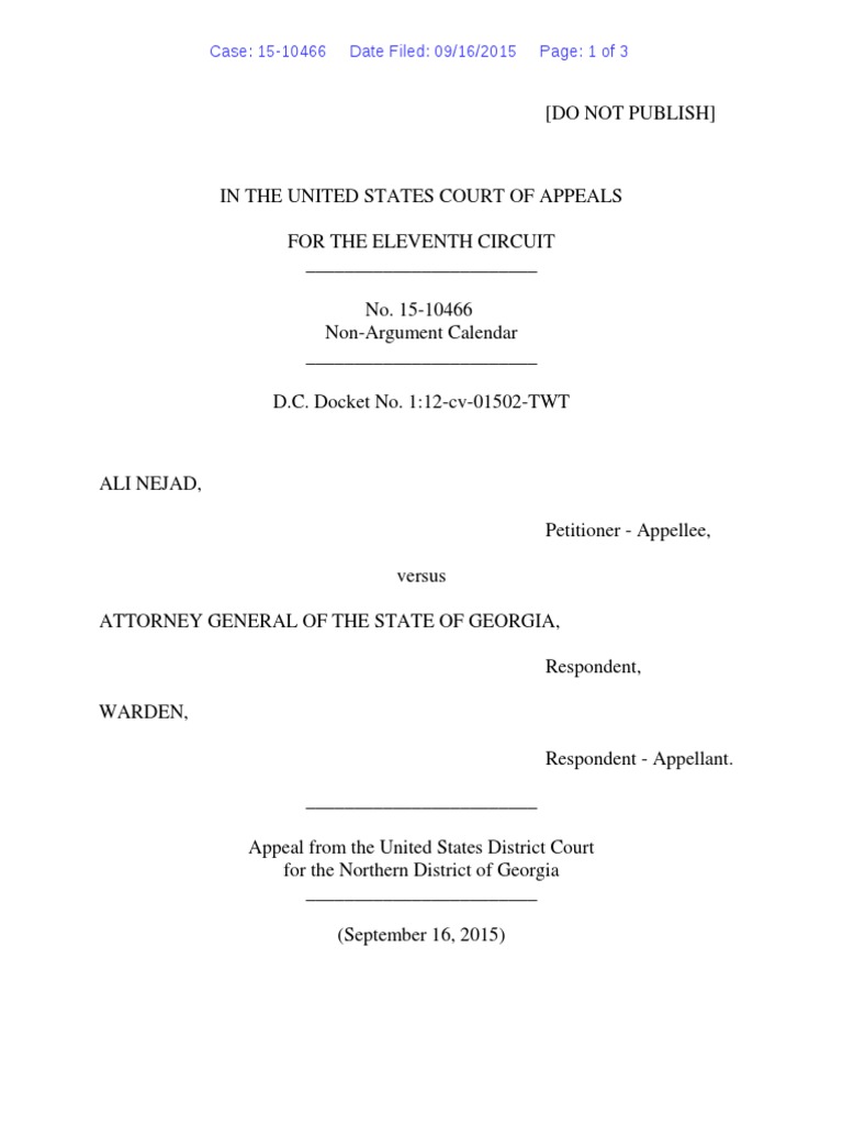Ali Nejad v. Warden, 11th Cir. (2015) | PDF