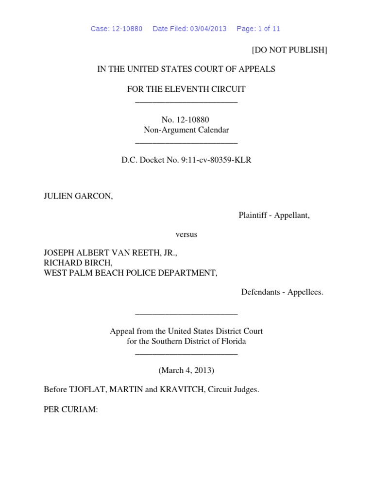 Julien Gacon v. Joseph Albert Van Reeth, JR., 11th Cir. (2013) | PDF ...
