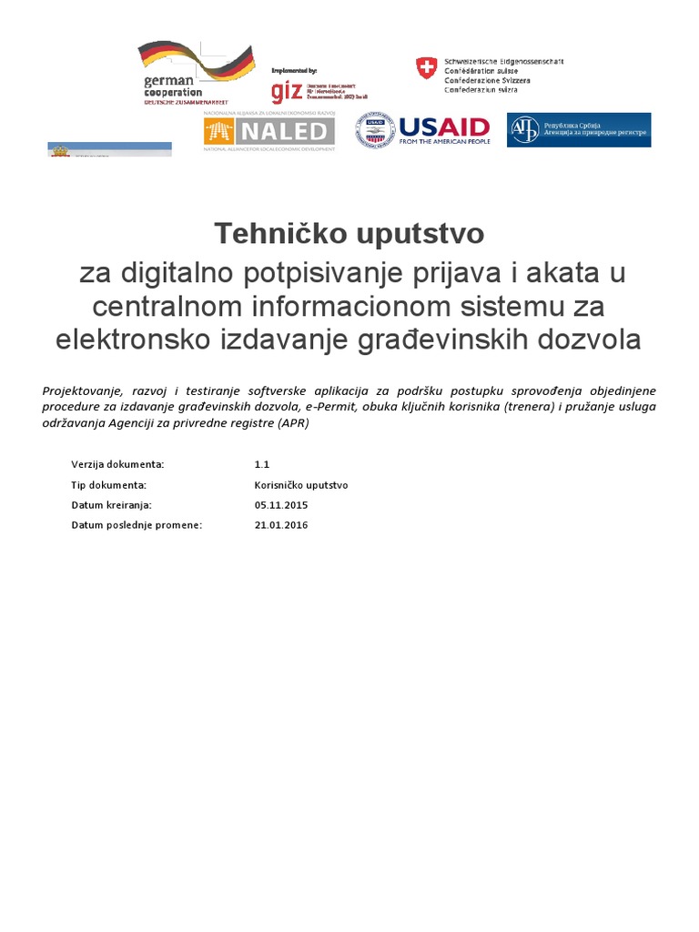Tehnicko Uputstvo Digitalno Potpisivanje Dokumenata PDF | PDF