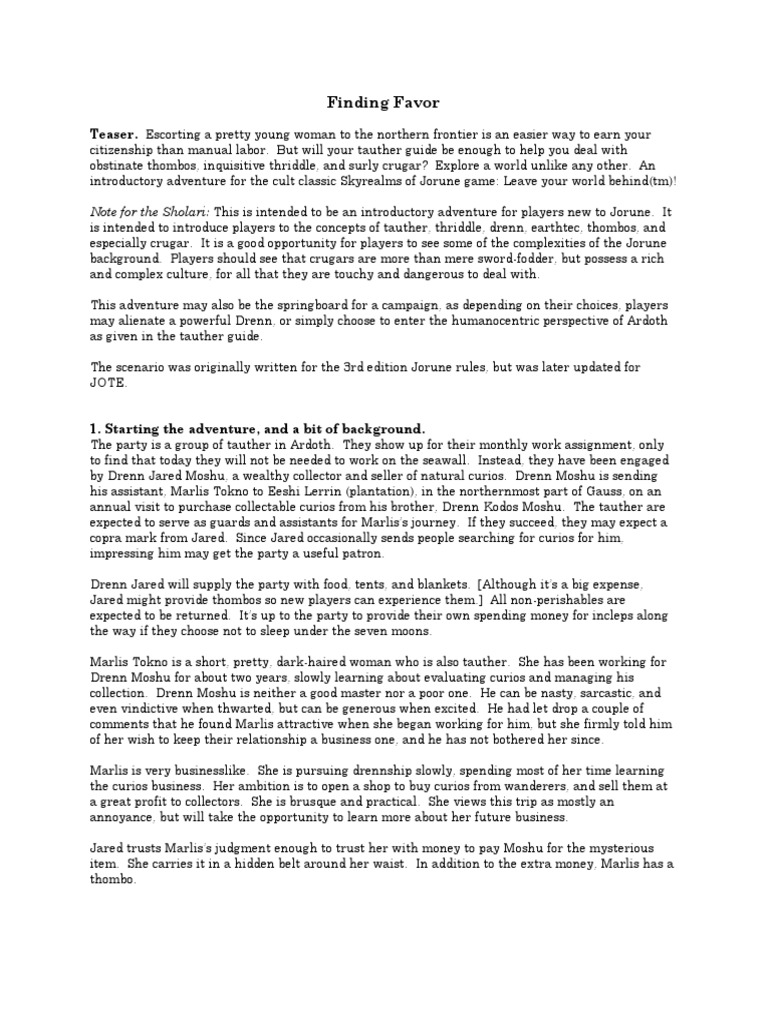 Finding Favor (Jorune Module) | PDF