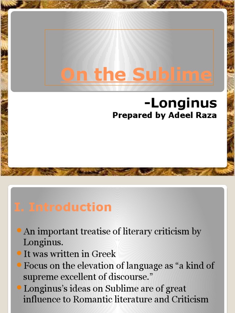 On The Sublime: - Longinus | PDF | General Fiction