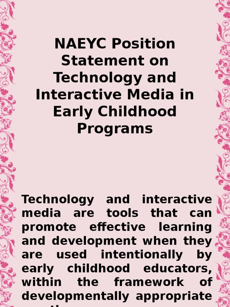 NAEYC Position Statement On Technology and Interactive Media | PDF ...