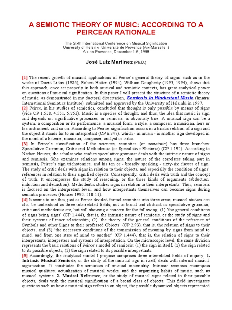 Martinez-A Semiotic Theory Music | PDF | Charles Sanders Peirce | Semiotics