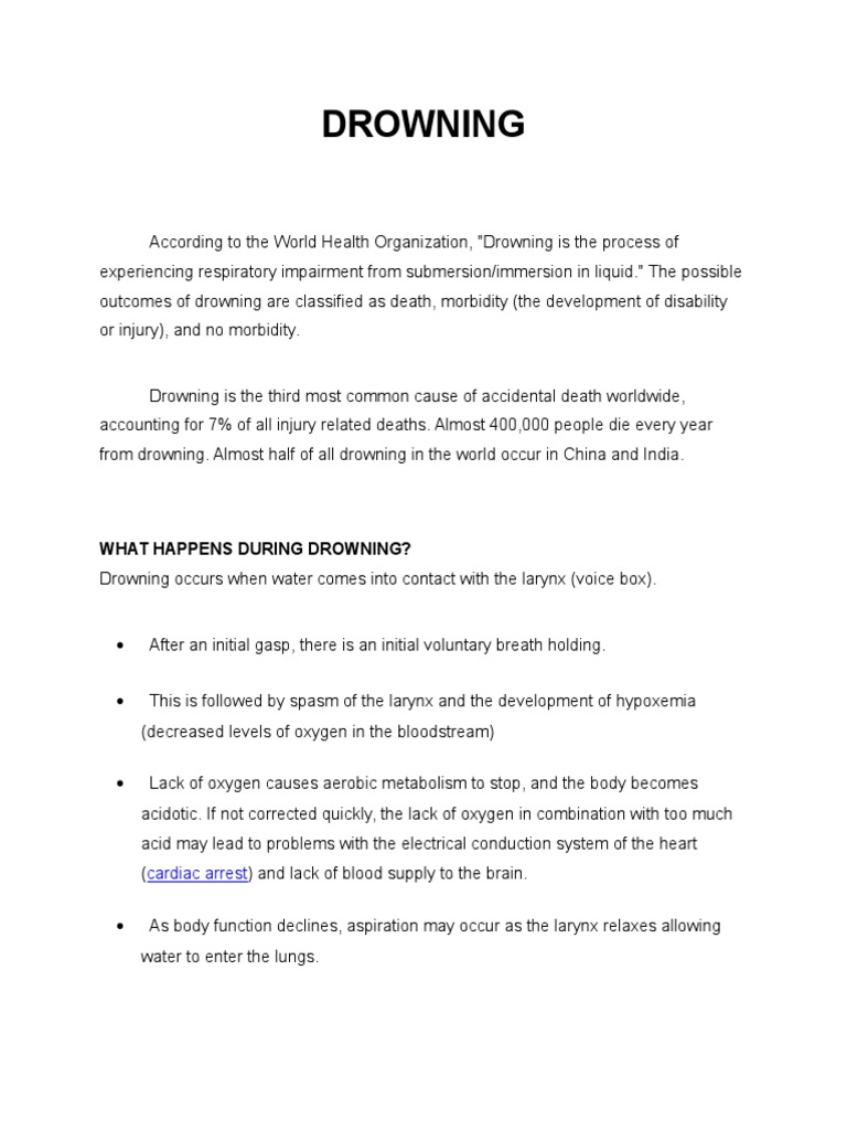 DROWNING | PDF | Cardiopulmonary Resuscitation | Medical Specialties