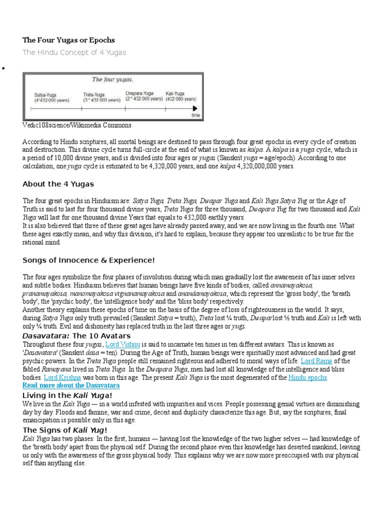 The Four Yugas or Epochs | PDF | Hindu Mythology | Hindu Literature