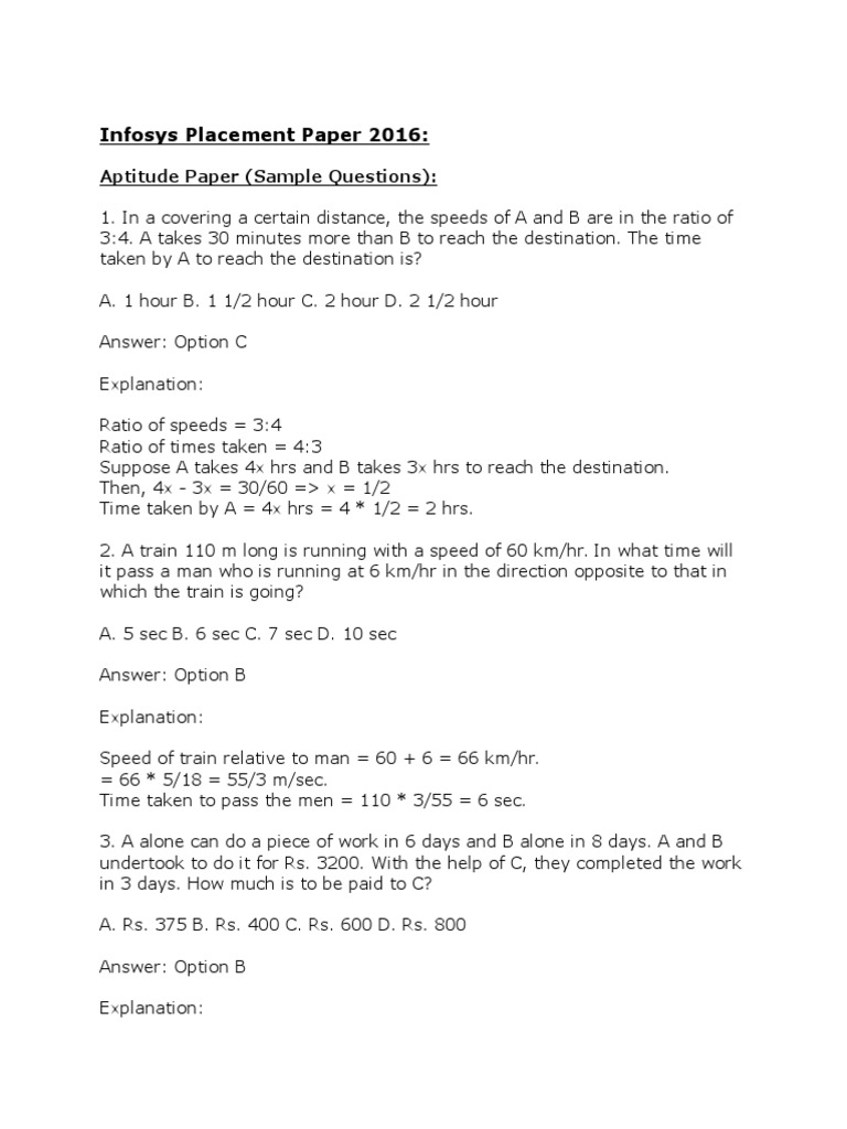 Infosys Placement Paper 2016 | PDF | Human Resource Management | Foods