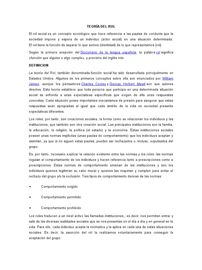 Teoría Del Rol Familia | PDF | Sicología | Conceptos psicologicos