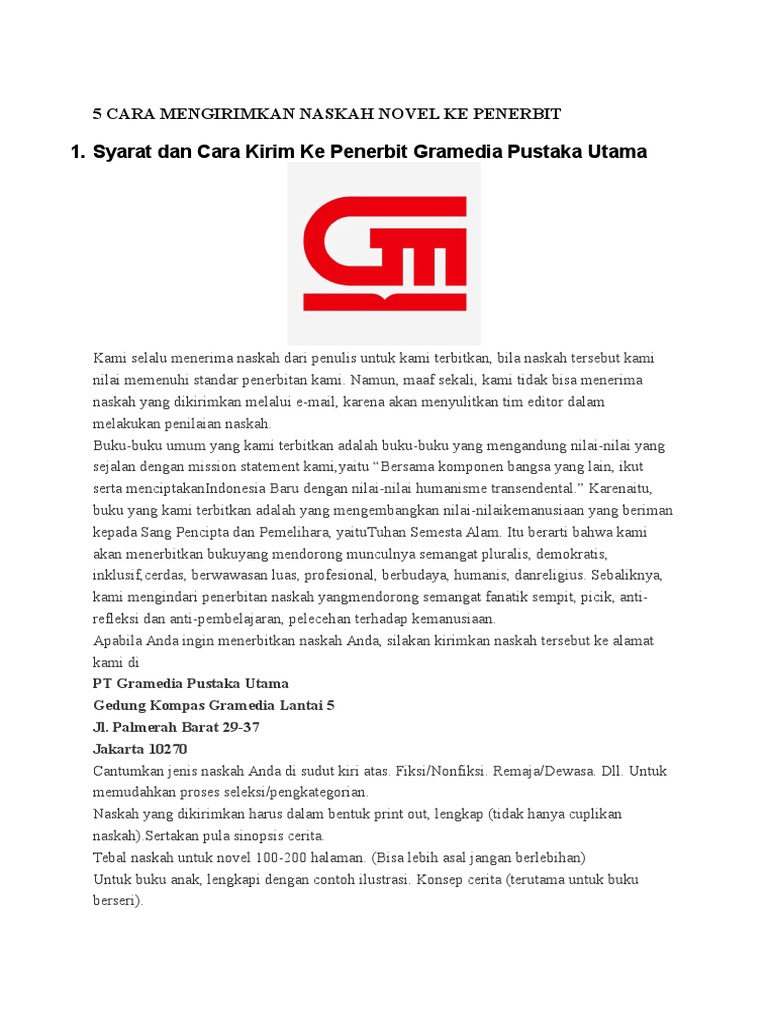 5 Cara Mengirimkan Naskah Novel Ke Penerbit | PDF