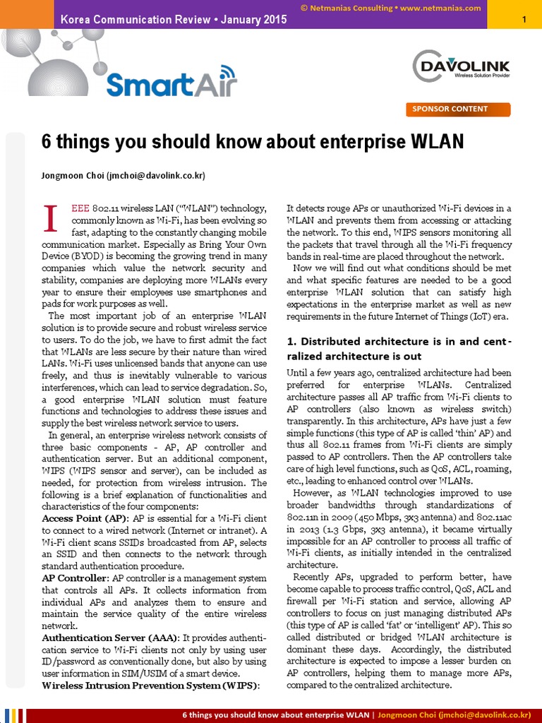 Things You Should Know About Enterprise WLAN | PDF | Wireless Lan | Wi Fi