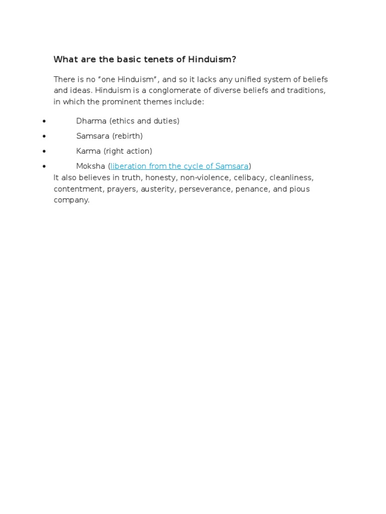 What Are The Basic Tenets of Hinduism | PDF
