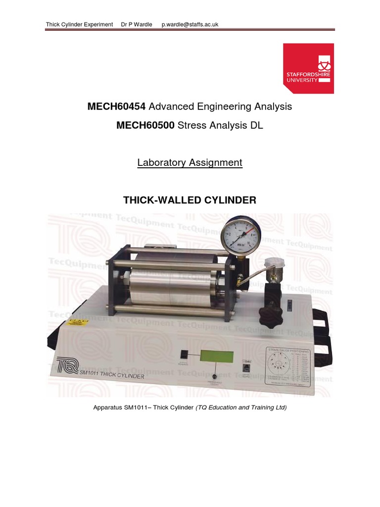 Thick Cylinder Stress Analysis Lab Report | PDF | Stress (Mechanics ...