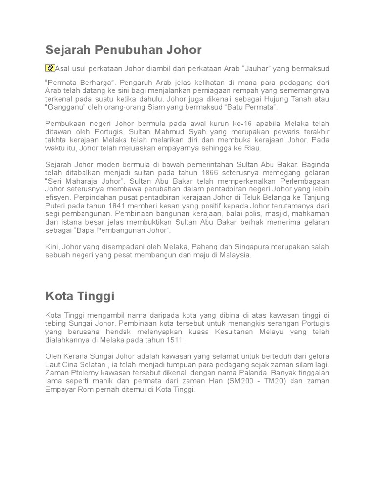 Sejarah dan Asal Usul Johor | PDF | Sejarah