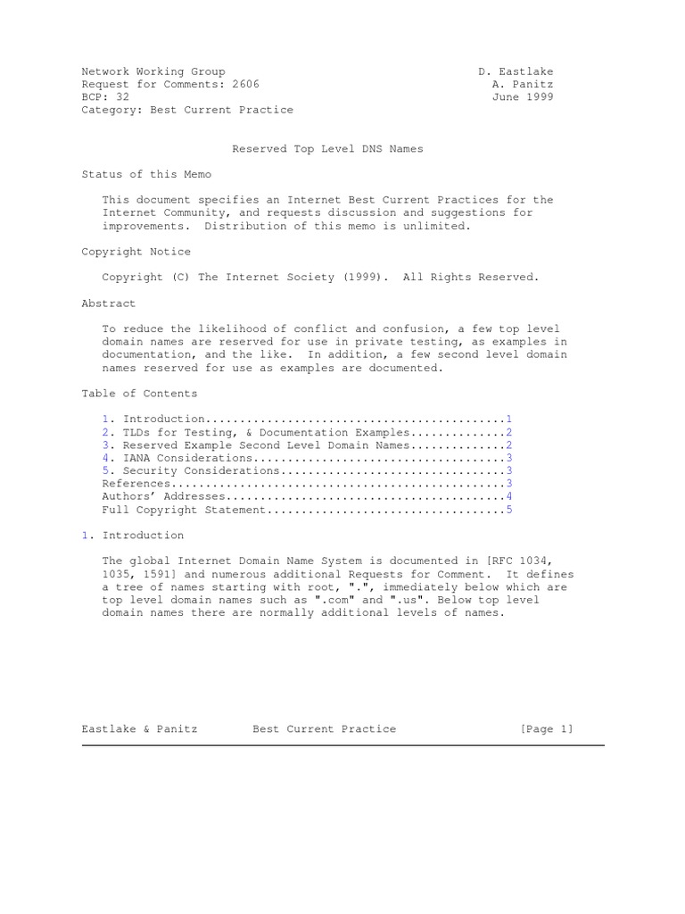 RFC 2606 | PDF | Domain Name | Domain Name System