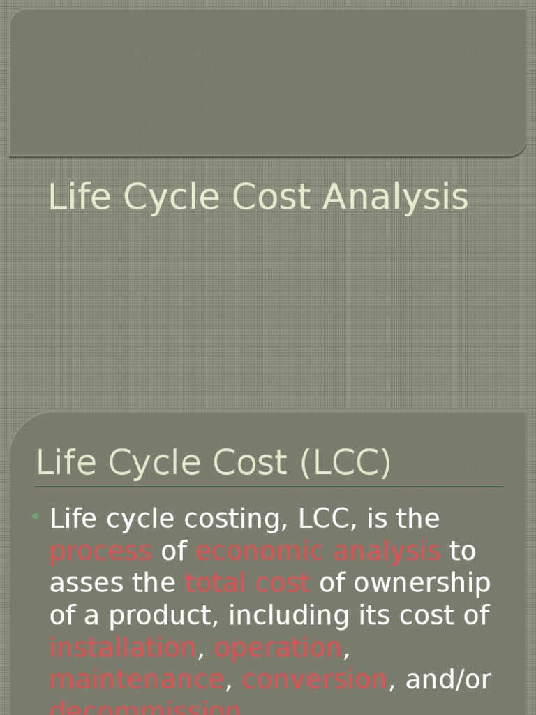 Life Cycle Cost Analysis | PDF | Net Present Value | Life Cycle Assessment