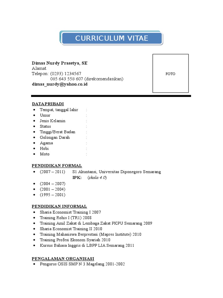 Form Kosong CV | PDF