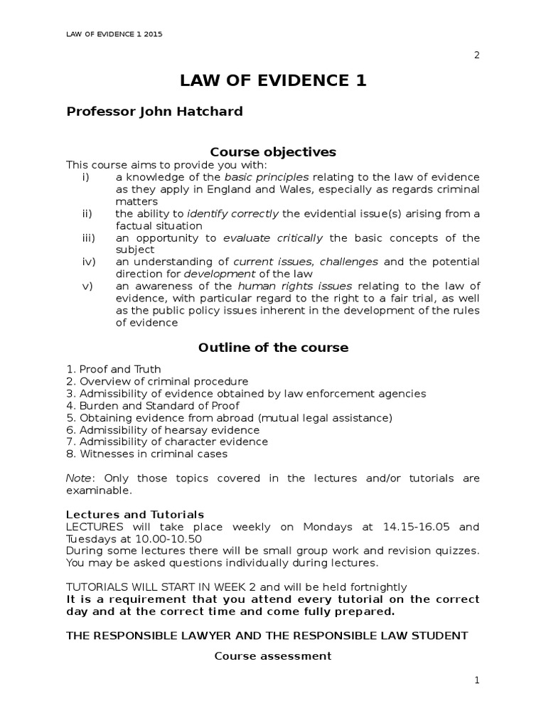 Law of Evidence - Burden and Standard of Proof | PDF | Prosecutor ...