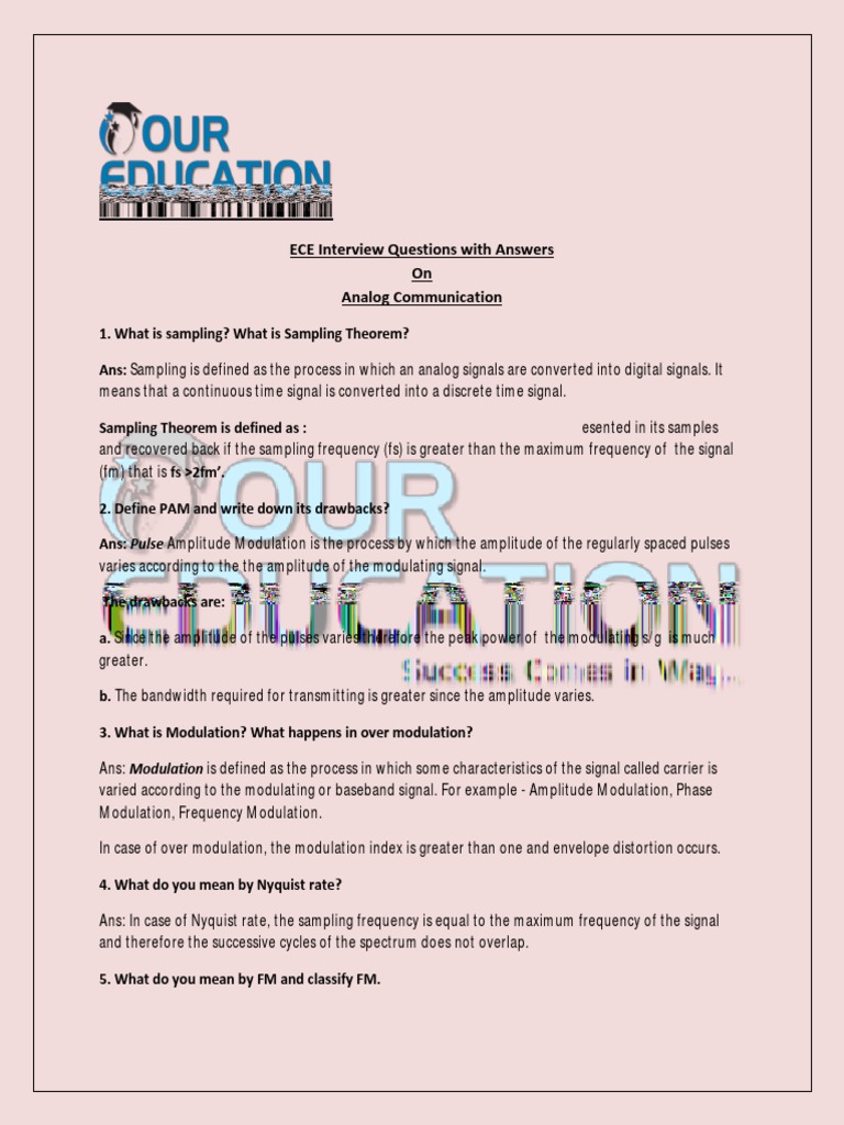 Analog Communication Interview Questions | PDF