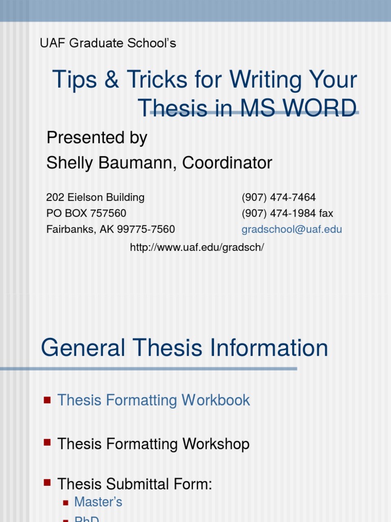 Thesis Writing Tips for MS Word | PDF | Operating System Families ...