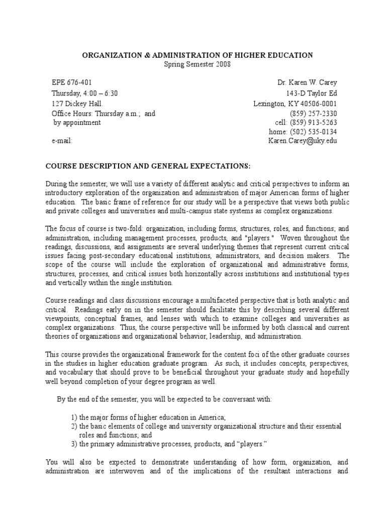 Organization Outline Download Free Pdf University Leadership