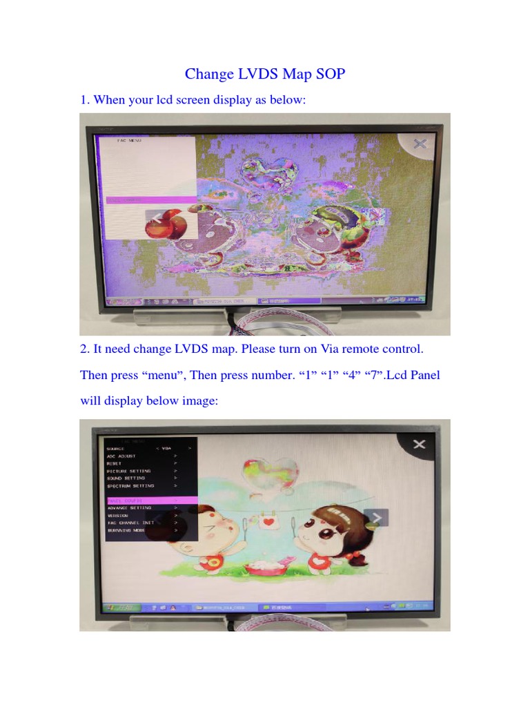 Change LVDS Map SOP: 1. When Your LCD Screen Display As Below | PDF
