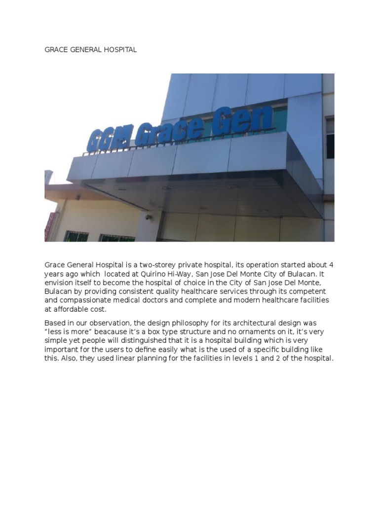Grace General Hospital - Case Study Local | PDF