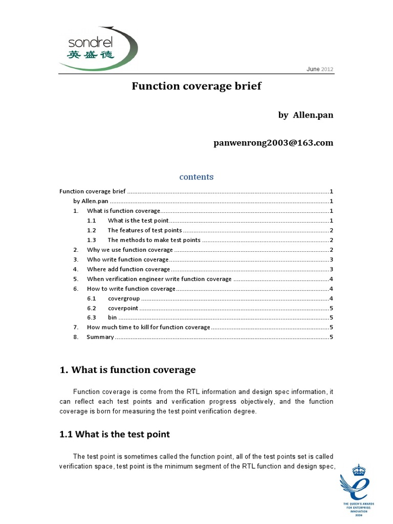 Function Coverage Brief by Allen | PDF | Verification And Validation ...