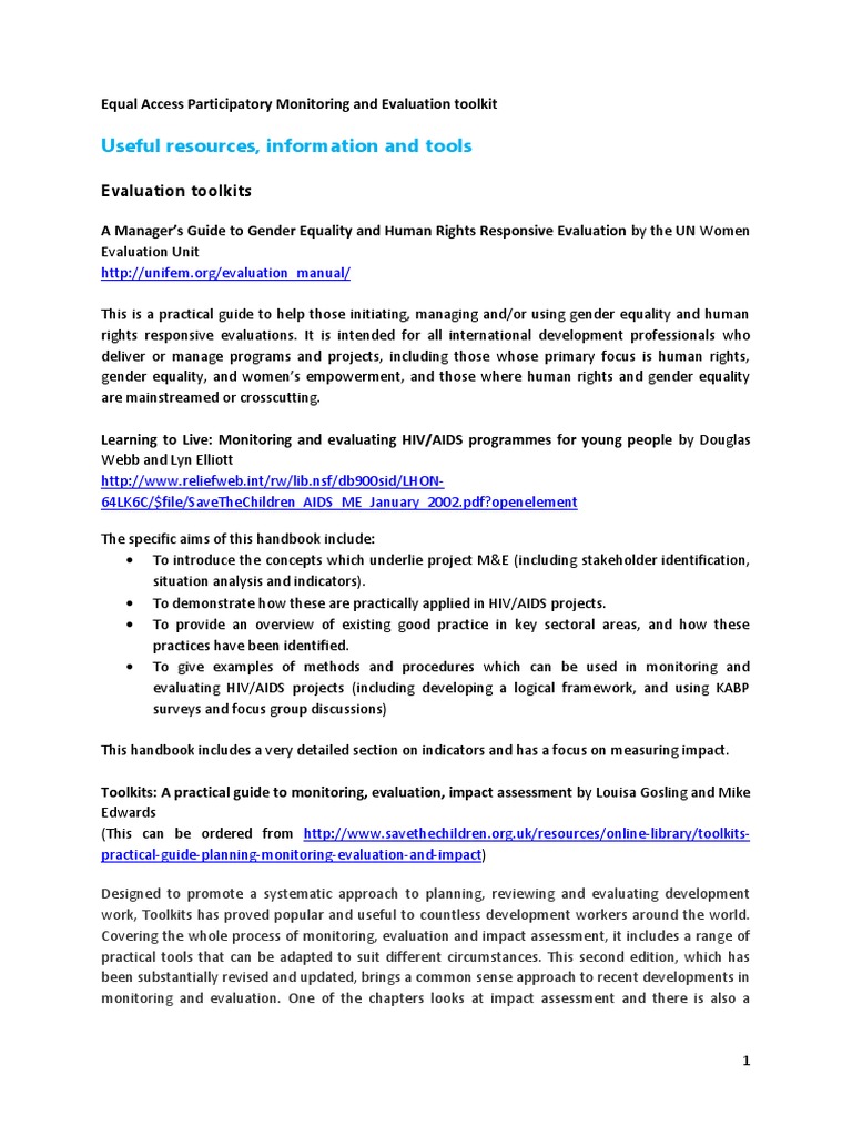 EA PM&E Toolkit Resources For Publication PDF | PDF | International ...