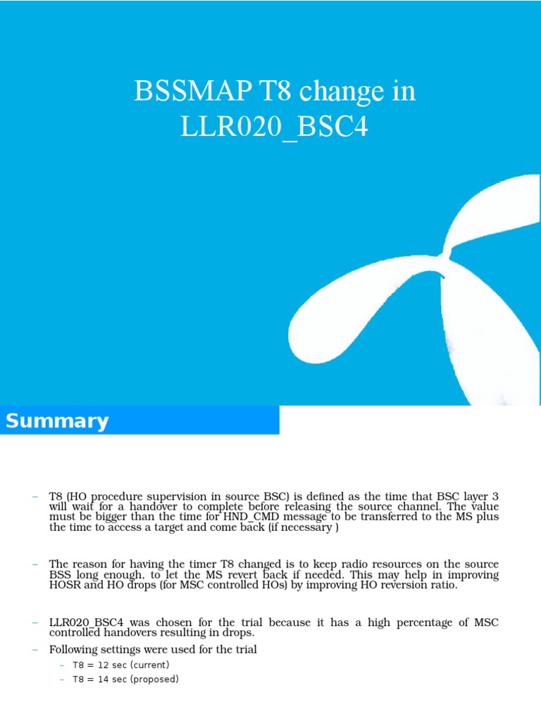 BSSMAP T8 Change in LLR020 - BSC4 | PDF