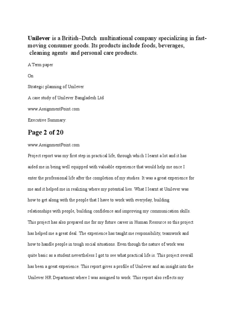 A Case Study of UniLever | PDF | Unilever | Business