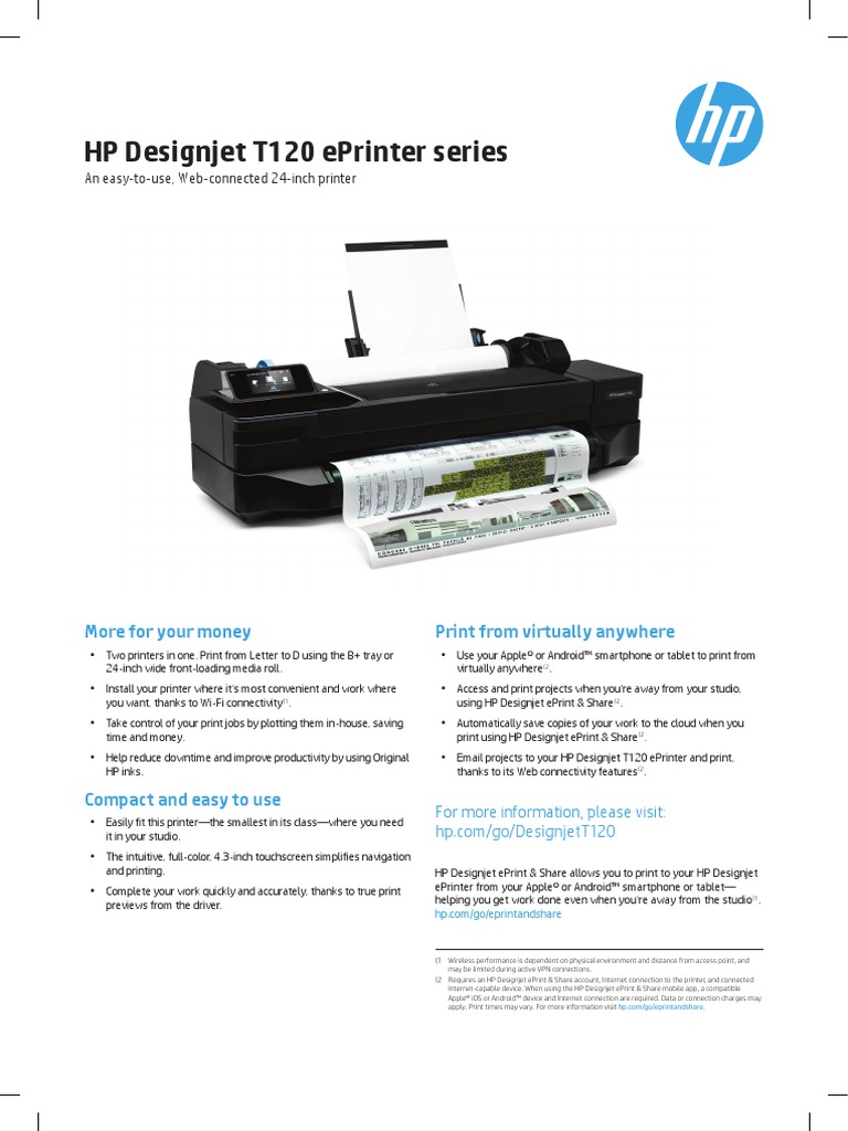 HP Designjet T120 Datasheet.pdf | Printer (Computing) | Media Technology