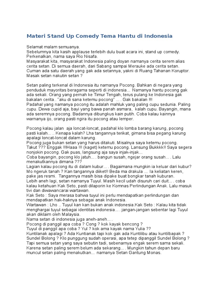Materi Stand Up Comedy Tema Hantu Di Indonesia | PDF