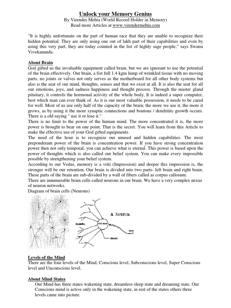 Unlock Your Memory Potential | PDF | Memory | Long Term Memory