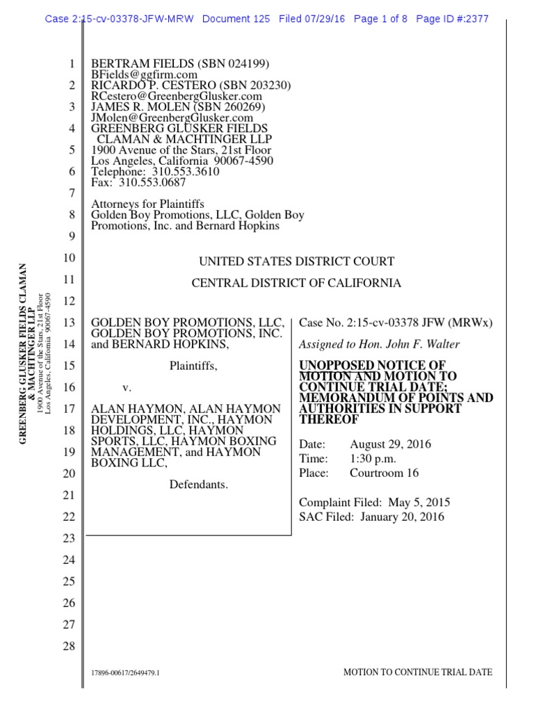 Motion To Continue Trial Date | Continuance | Lawsuit
