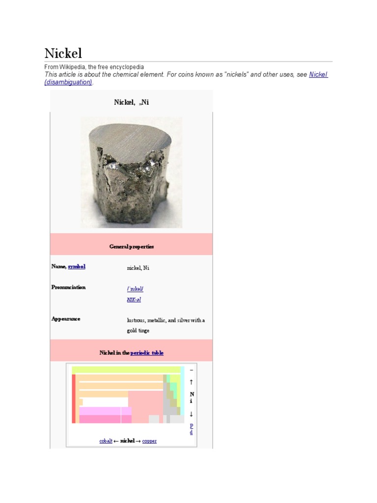 Nickel Wiki | PDF | Nickel | Iron