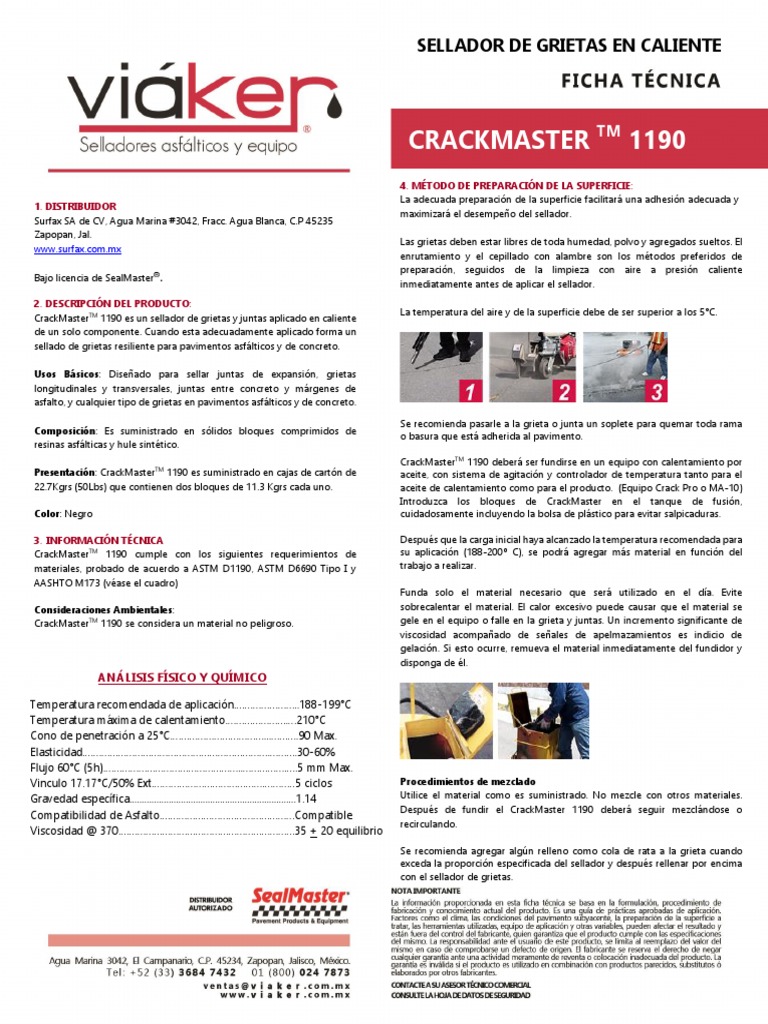 Precio y Aplicación de CrackMaster 1190 | PDF