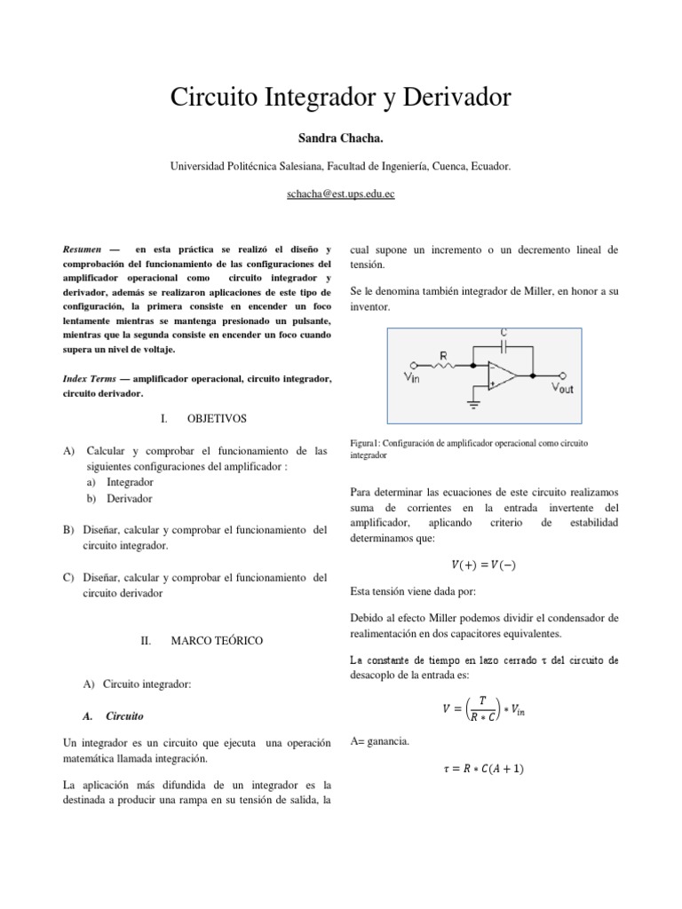 Practica Circuito Integrador y Derivad PDF | PDF | Amplificador ...