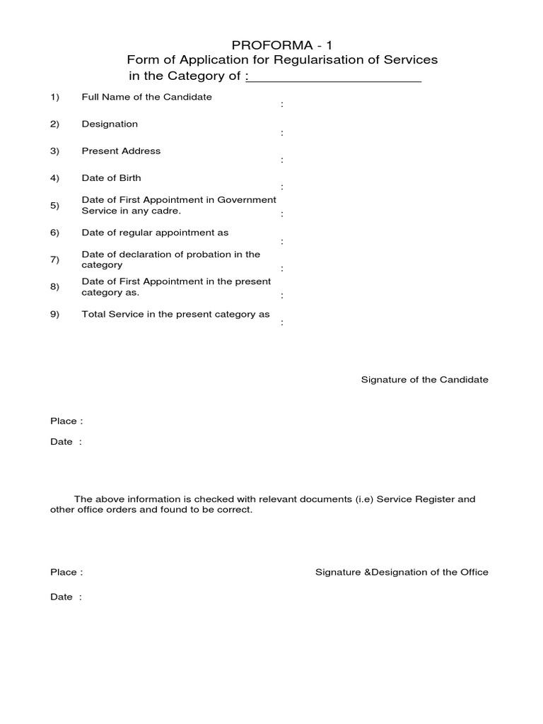 Service Regularisation Form | PDF