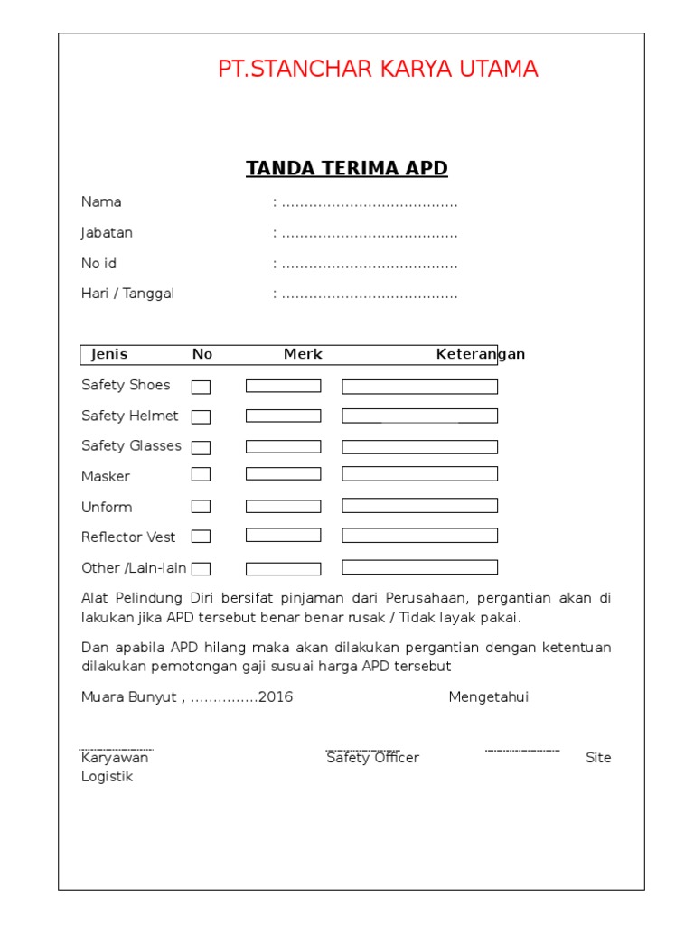 Format Tanda Terima Kwitansi - Delinewstv