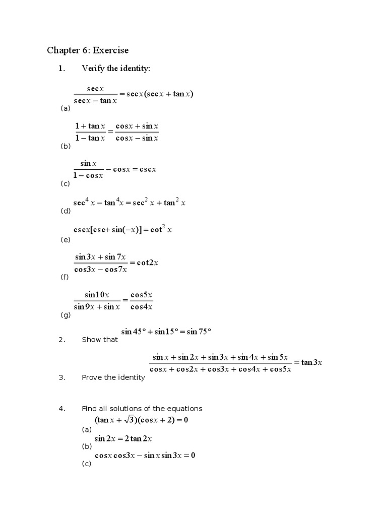 Chapter 6 Maths Exercise Pdf