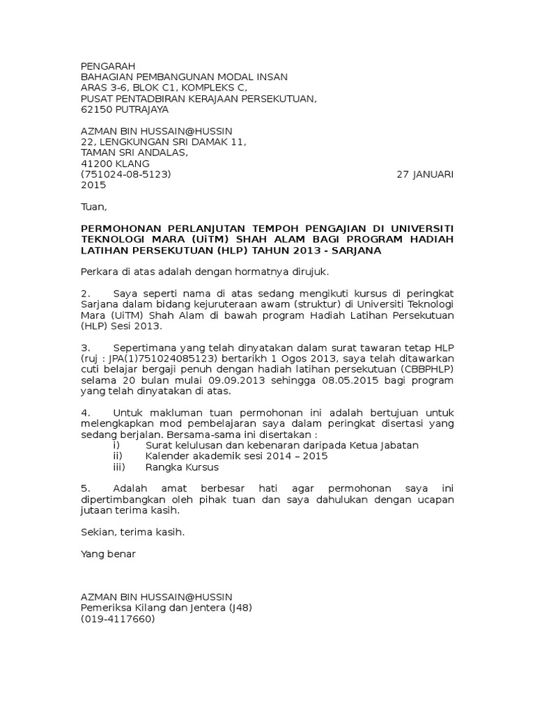 Surat Penangguhan Ke Jpa | PDF
