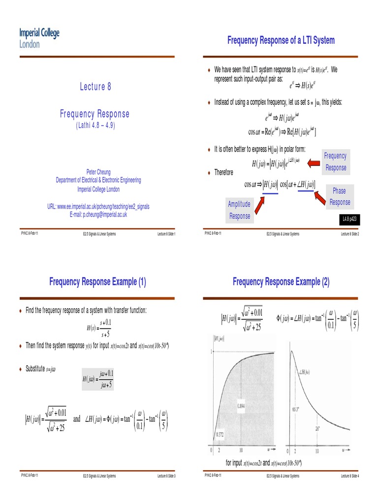 Frequency Response in Linear Systems | PDF | Electromagnetism | Applied ...