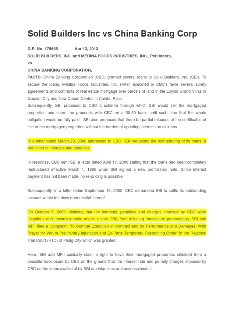 Solid Builders Inc Vs China Banking Digest | PDF | Injunction | Public Law
