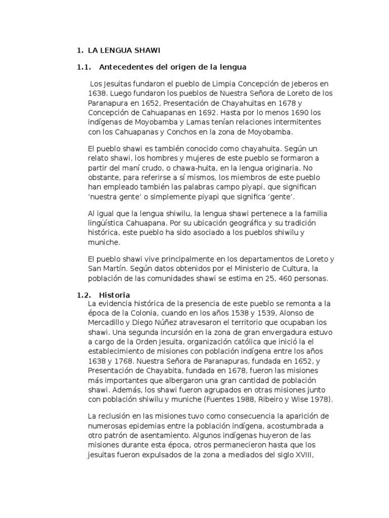 La Lengua Shawi | Chamanismo | Gente indígena